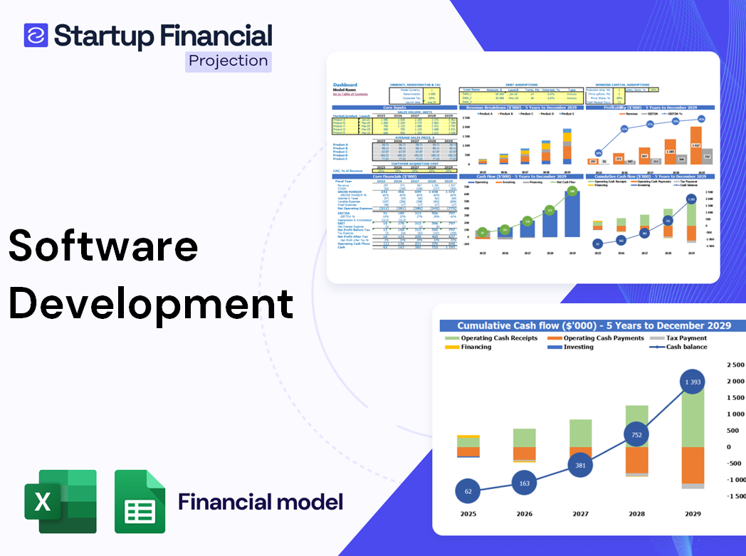 Software Development Financial Projection Work for Startups